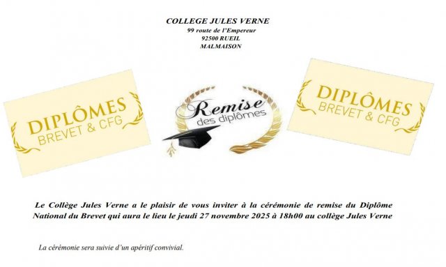 Cérémonie de remise du Diplôme National du Brevet 2025 - Collège Jules ...